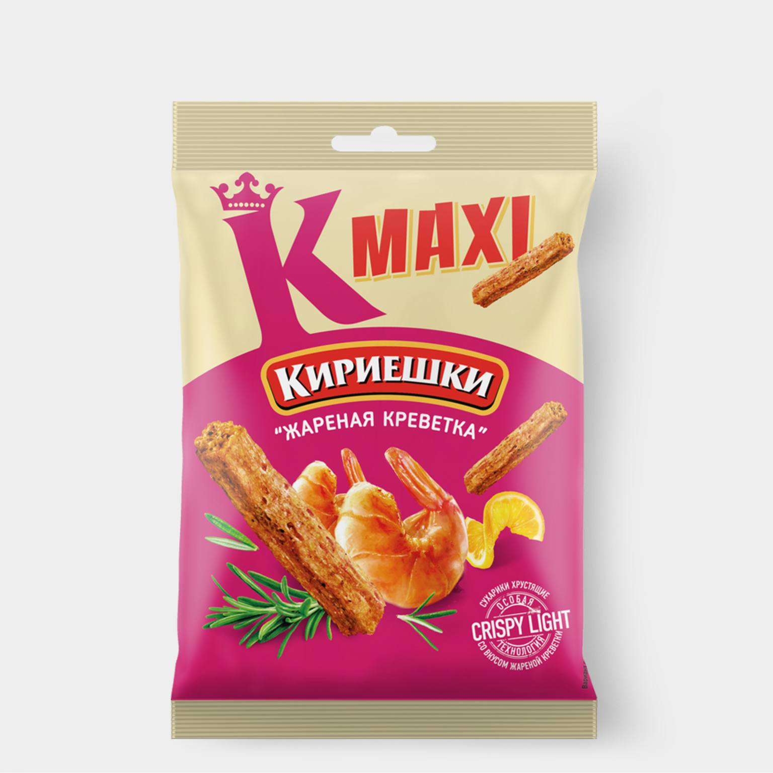 Кириешки Maxi, сухарики со вкусом жареных креветок, 60 г