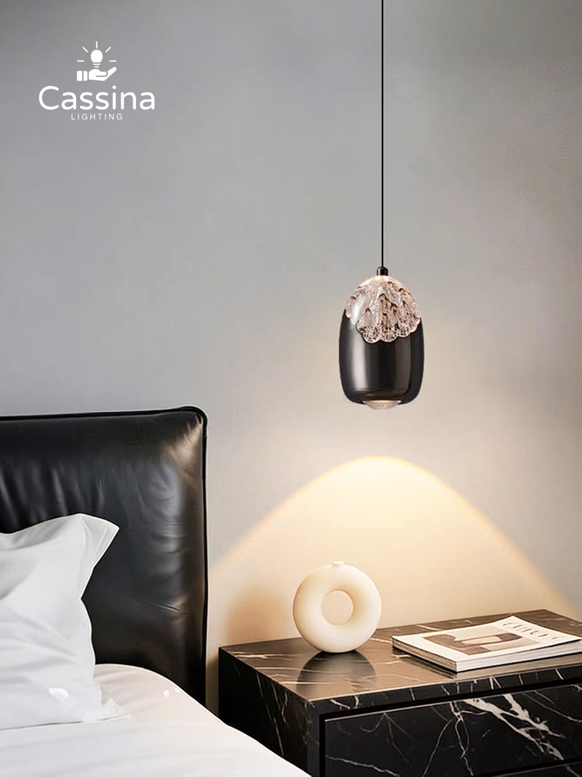 Люстра Cassina LED, 7 Вт, черный, 1 лампа, современный стиль для гостиной и спальни
