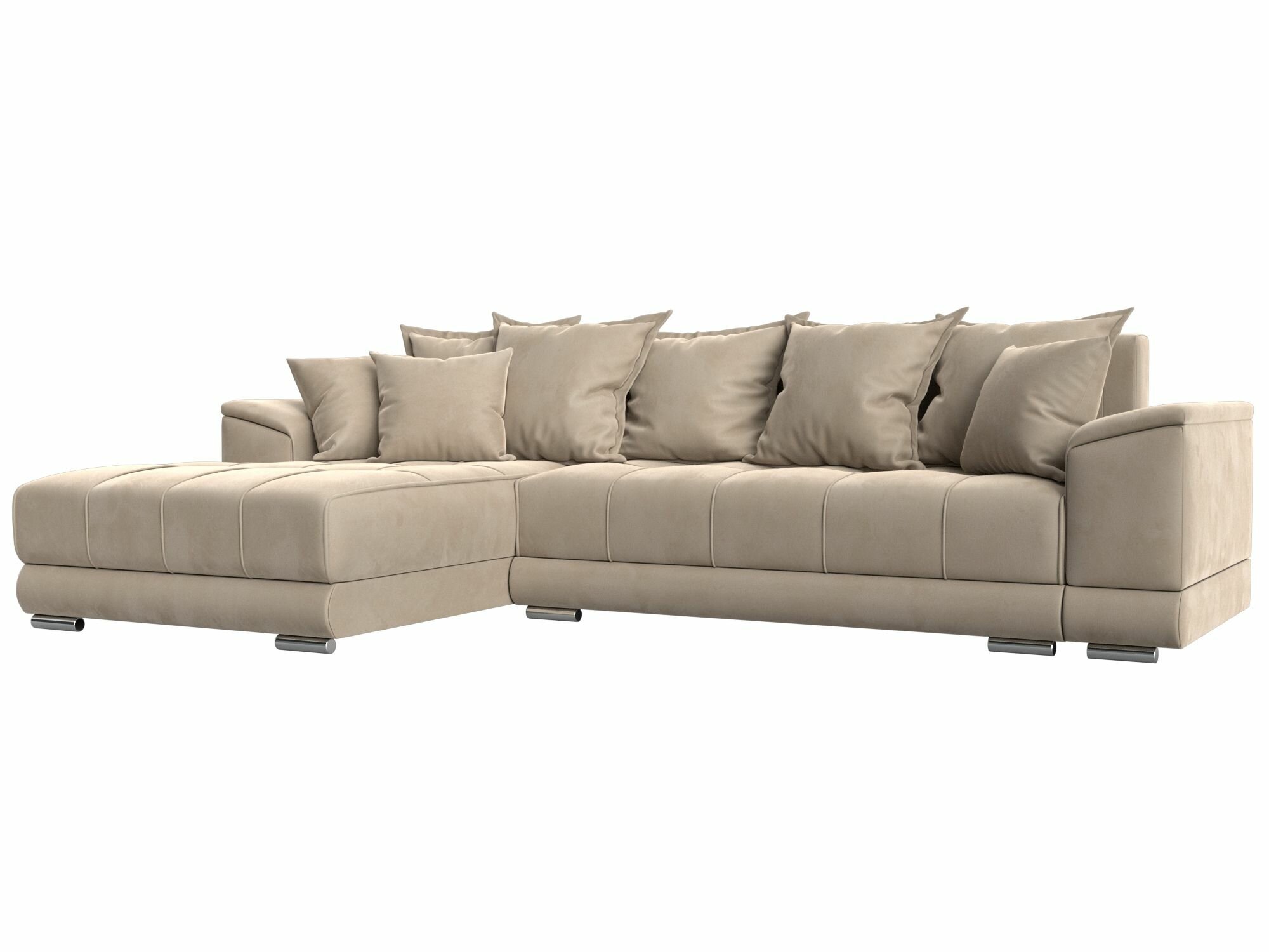 Диван угловой НордСтар левый угол, велюр бежевый