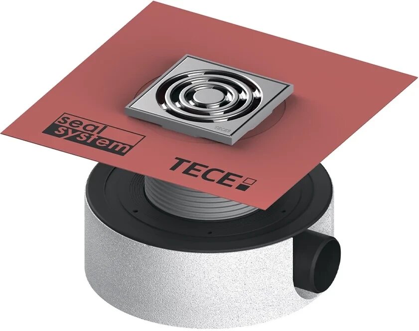 Душевой трап Tece TECEdrainpoint S 3601104 100x100/50 мм, с решеткой, перфорированный, хром