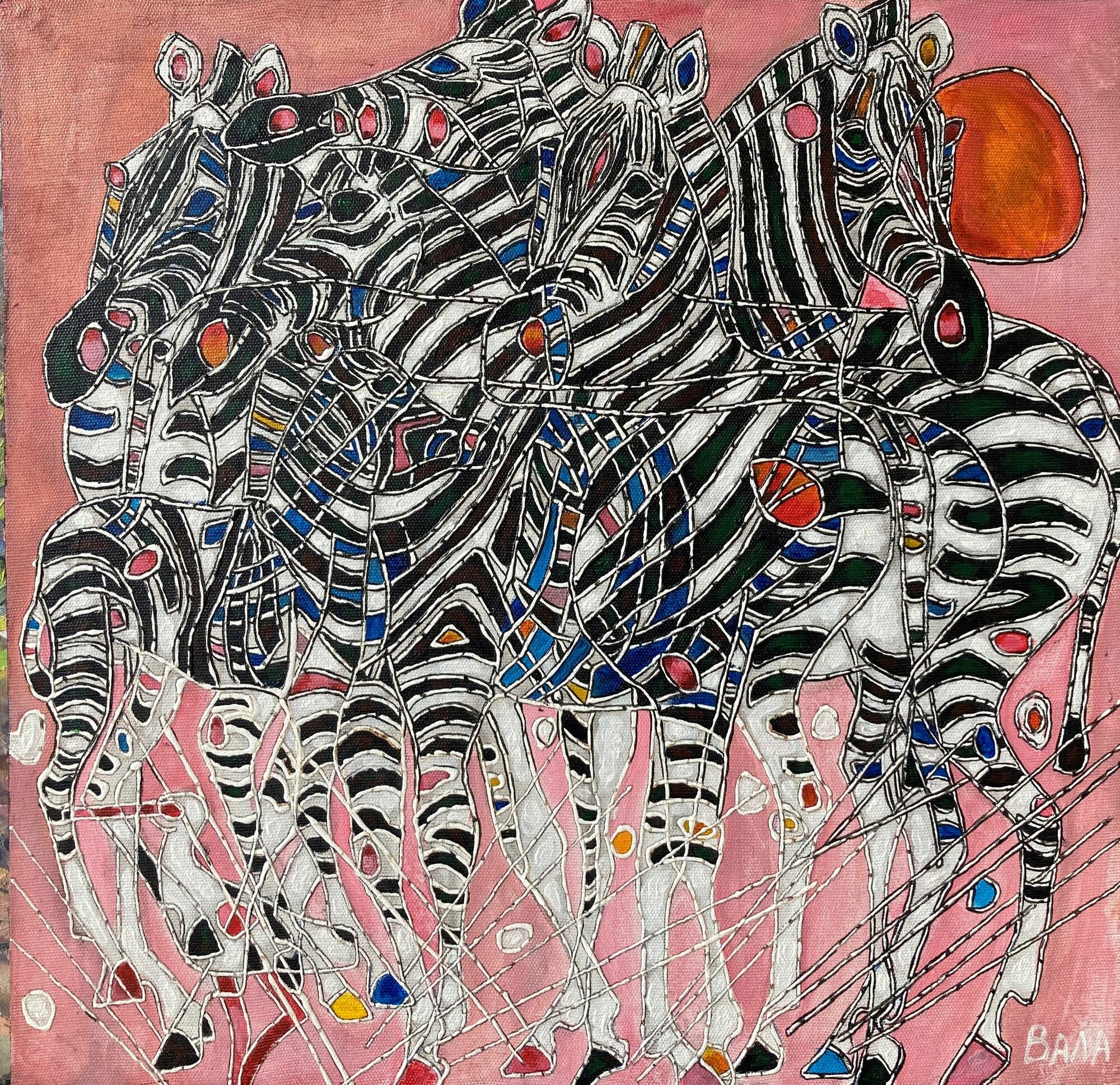 Арт-Салон ан Октябрьской картина "Зебры", 59x61см, холст/акрил, интерьерная