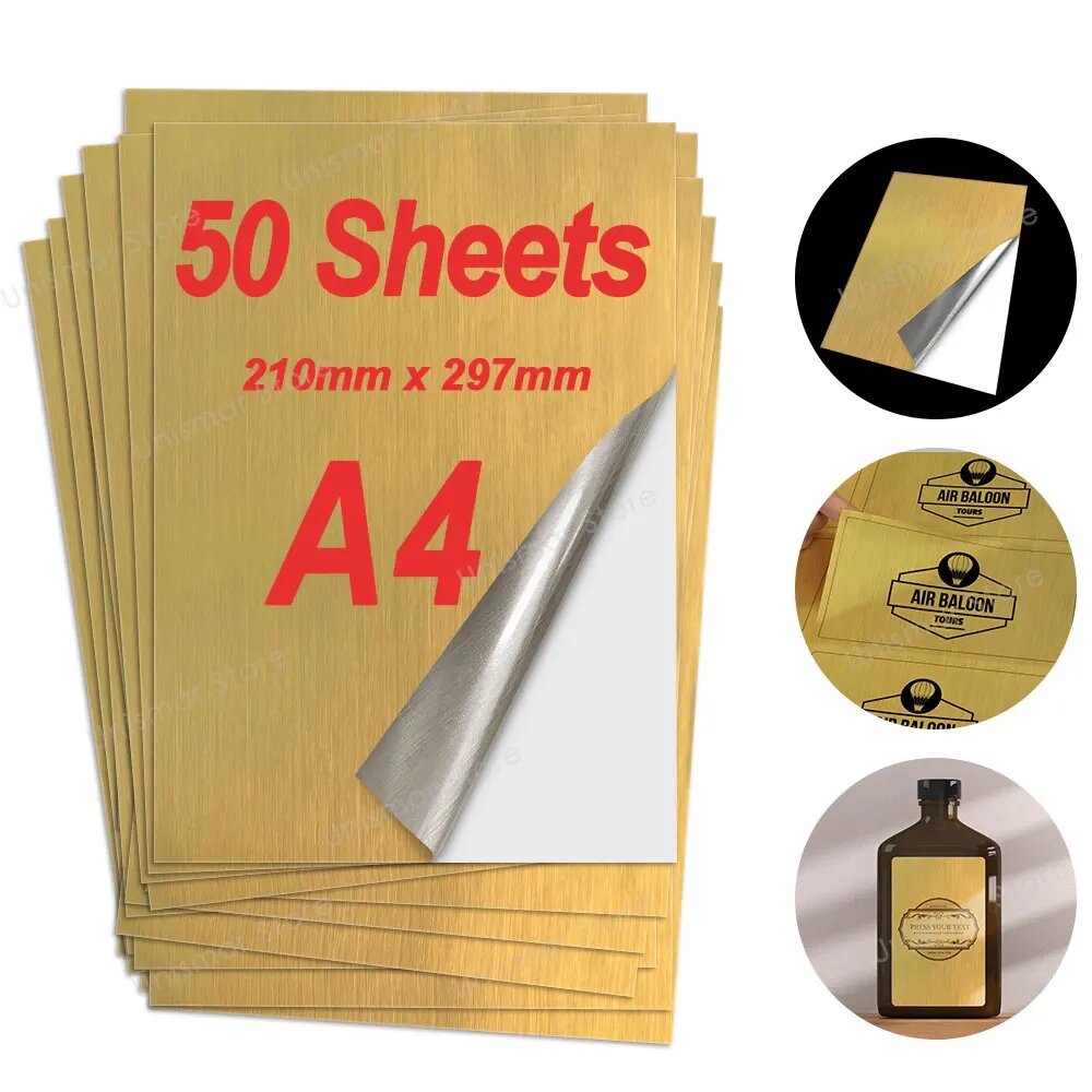 Unismar Голографическая наклейка для струйного принтера 50 Brushed Gold