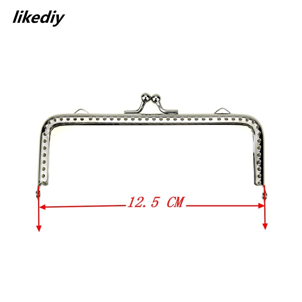 Цельный квадратный глянцевый серебряный базовый металлический каркас для кошелька с застежкой-поцелуем, аксессуары для сумок «сделай сам», 8,5/10,5/12,5/15,5/18 см 12.5CM