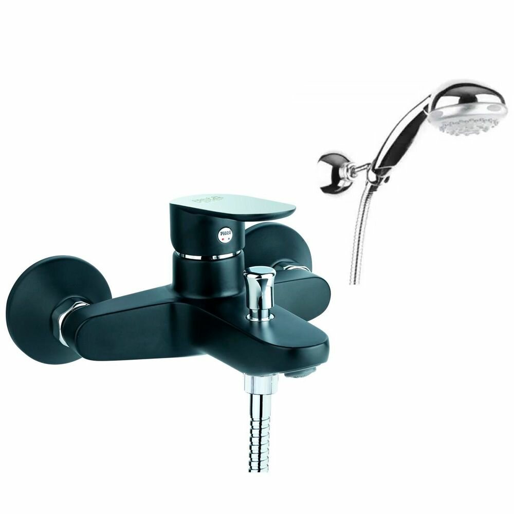 Смеситель для ванны с душевым гарнитуром, черный/хром, Италия, Fiore Kevon-Chic, 81BX8150