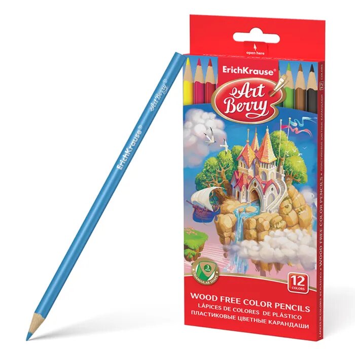 Набор цветных карандашей ArtBerry 53353, 12 цветов, HB, пластик