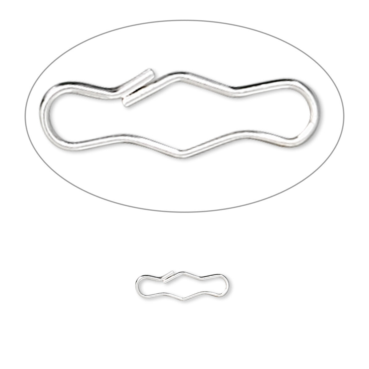 Застежка, 11х4мм, крючок защелкивающийся, базовый материал - латунь, посеребренный, 1 шт.