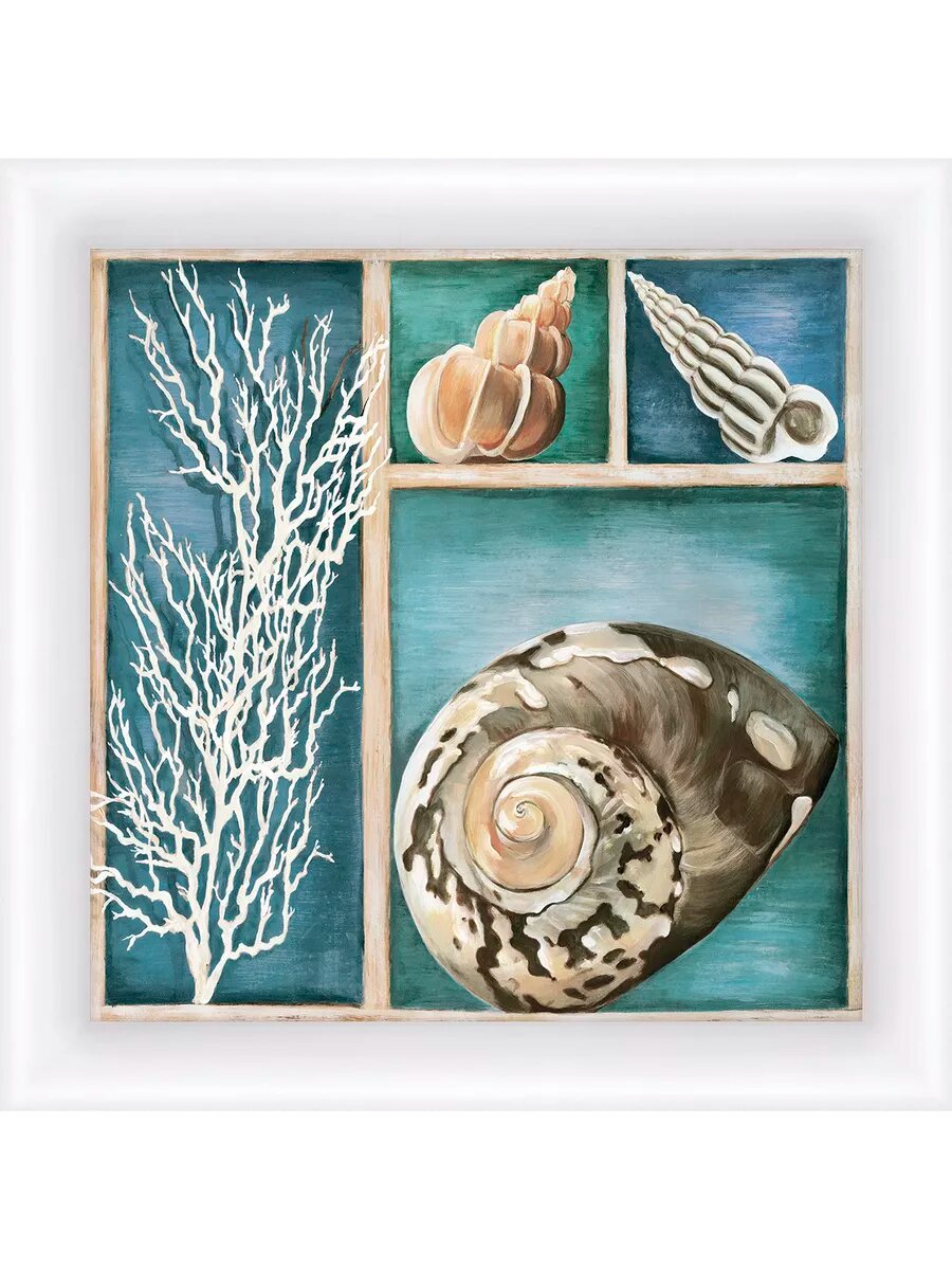 Картина настенное панно для ванной ракушка коралл лофт декор