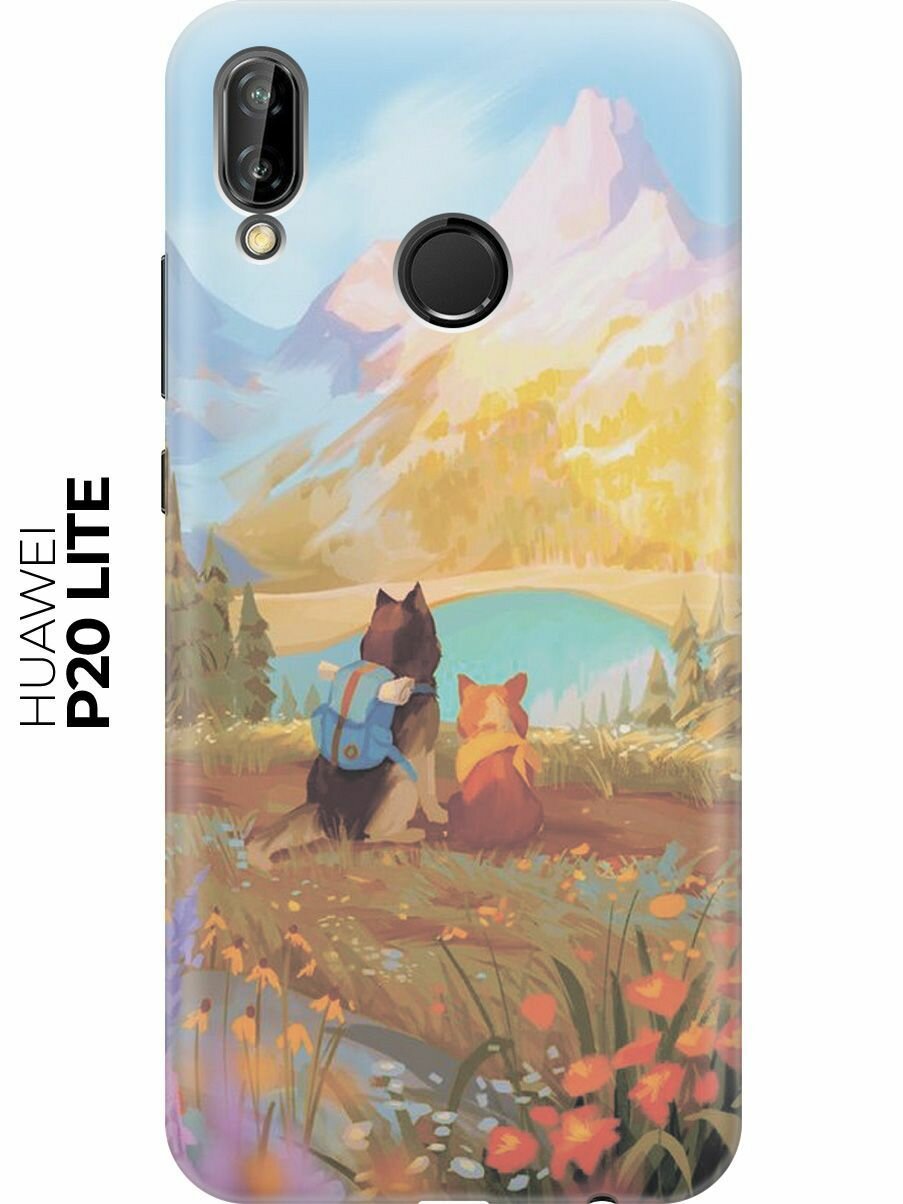 Силиконовый чехол Собаки путешественники на Huawei P20 Lite / Nova 3e / Хуавей П20 Лайт / Нова 3Е