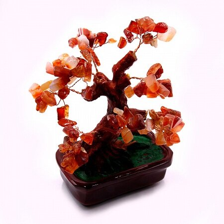 Статуэтка дерево счастья Сердолик - Процветающий дом (натуральные камни, 19см на 12см), 1 шт.