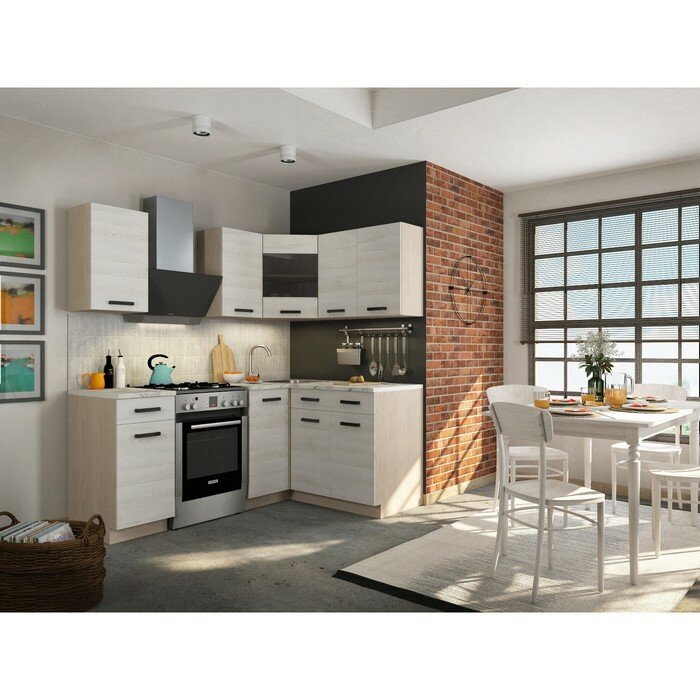 Кухонный гарнитур угловой «Алиса» Loft №2, 1400×1400 мм, цвет дуб сонома/ сосна белая Loft