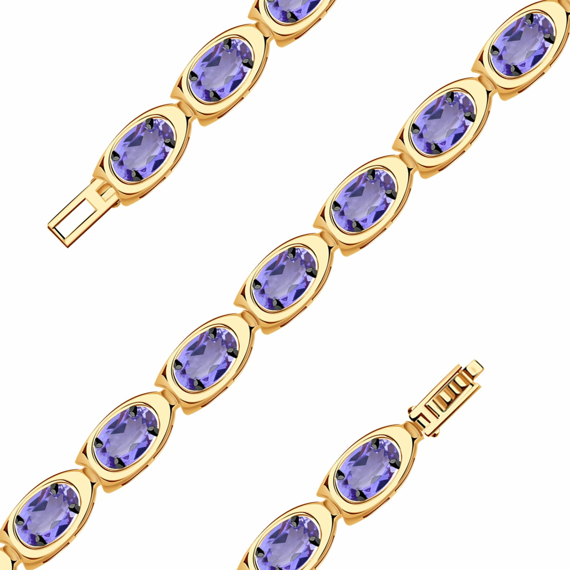 Браслет, красное золото, 585 проба, танзанит