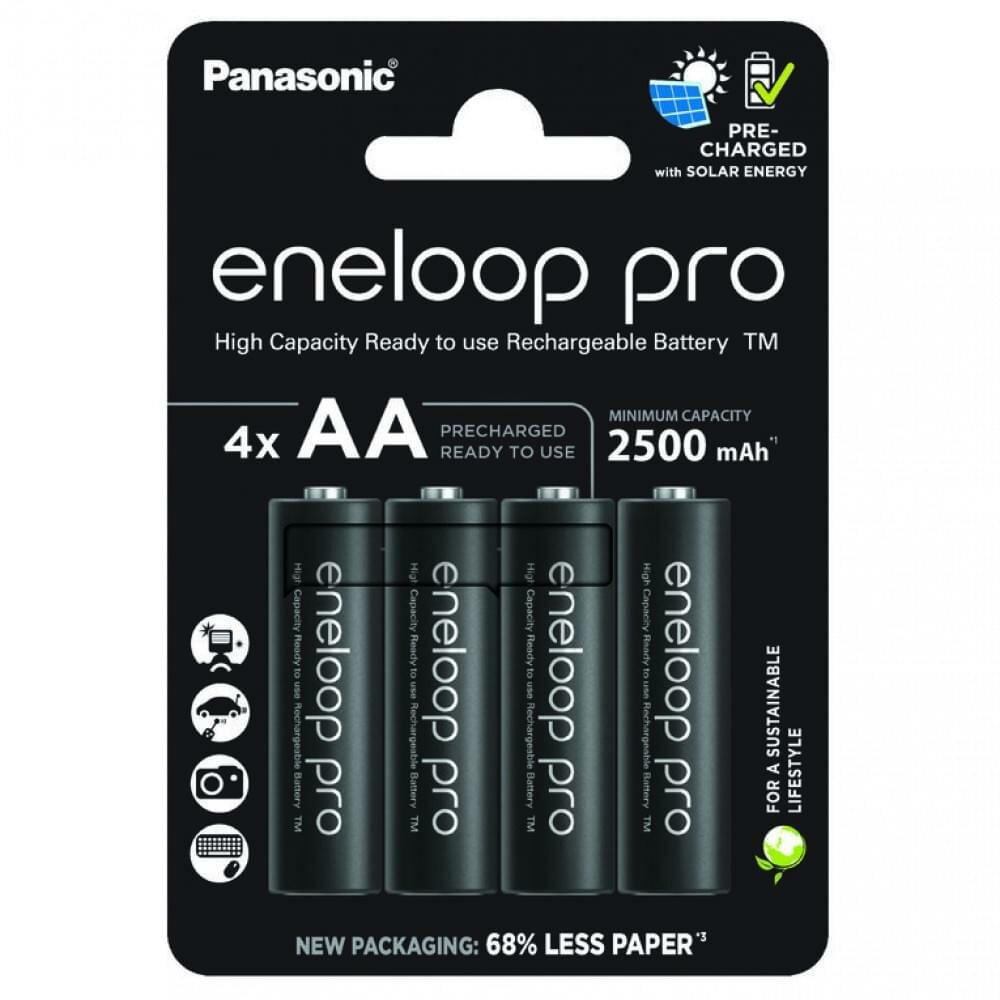 Аккумулятор Panasonic AA Eneloop Pro 2500mAh BL4 BK-3HCDE/4CP, 4шт.