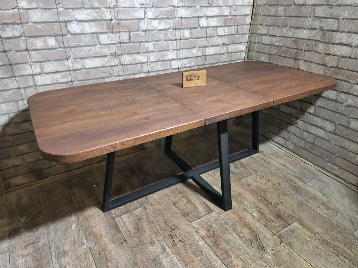 Стол "EasyLOFT" в стиле лофт, раздвижной, из массива дуба, 150х80х75 см.