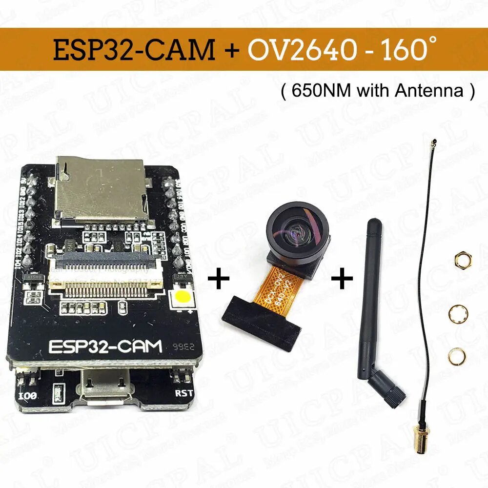 ESP32-CAM + OV2640 160° (650NM, с антенной)