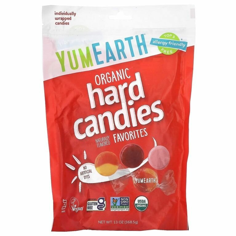 YumEarth, Органические леденцы, любимые фрукты, Organic Hard Candies Favorites, 368,5 г