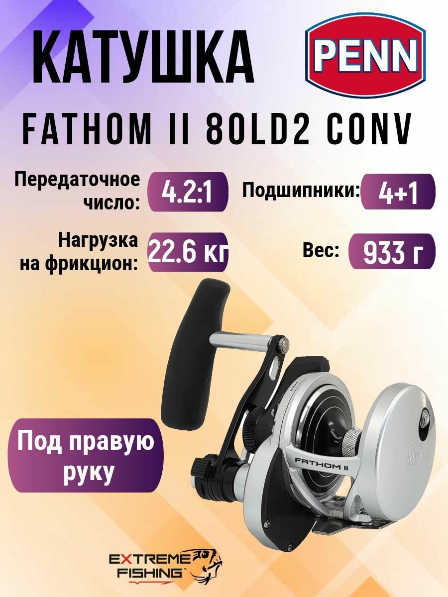 Катушка троллинговая Penn Fathom II 80LD2 CONV