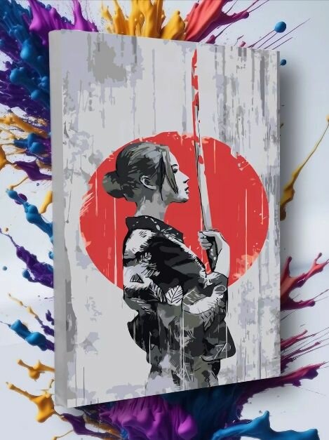 Картина по номерам Девушка самурай 40х50