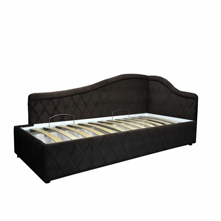 Кровать угловая без матраса велюр Форест венге Правый 80х190 см