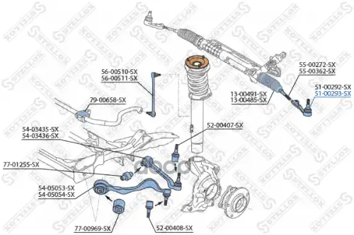 Наконечник рулевой правый BMW E90/E91/E87 04> Stellox арт. 5100293SX