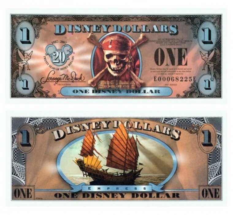 1 Дисней доллар 2007 серия 4 Disneyland, сувенирная копия, банкноты и купюры редкие коллекционные