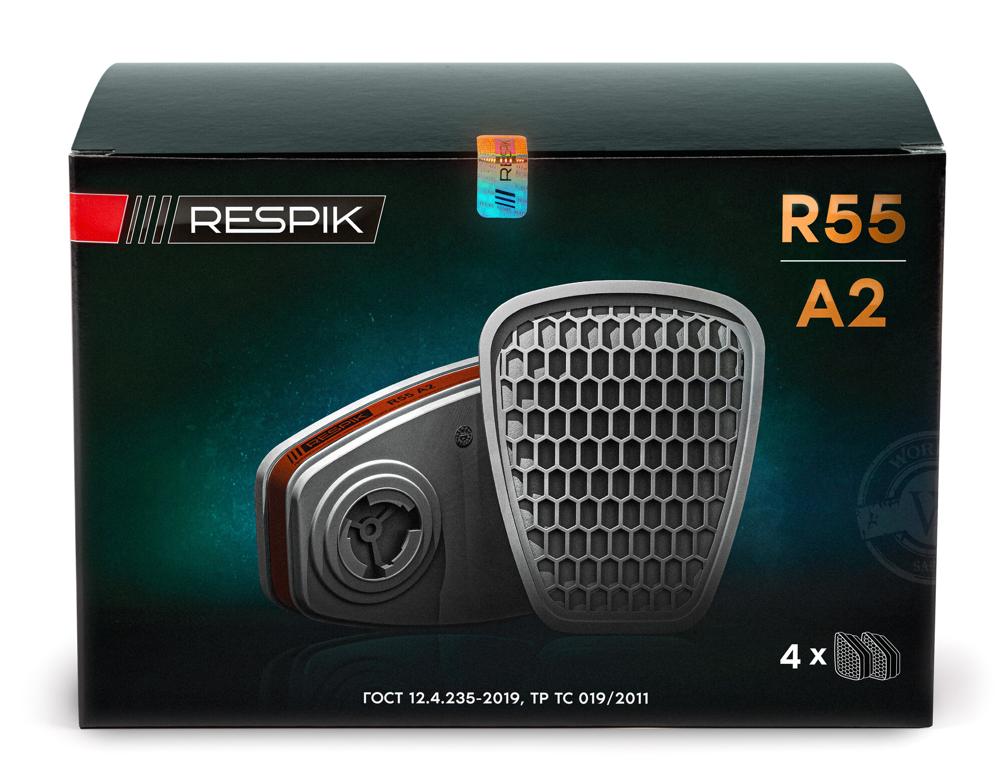 Фильтр для респиратора RESPIK R55 A2 ( 6055 ) для масок - полумасок / для покраски / 8 шт. ( 4 пары )