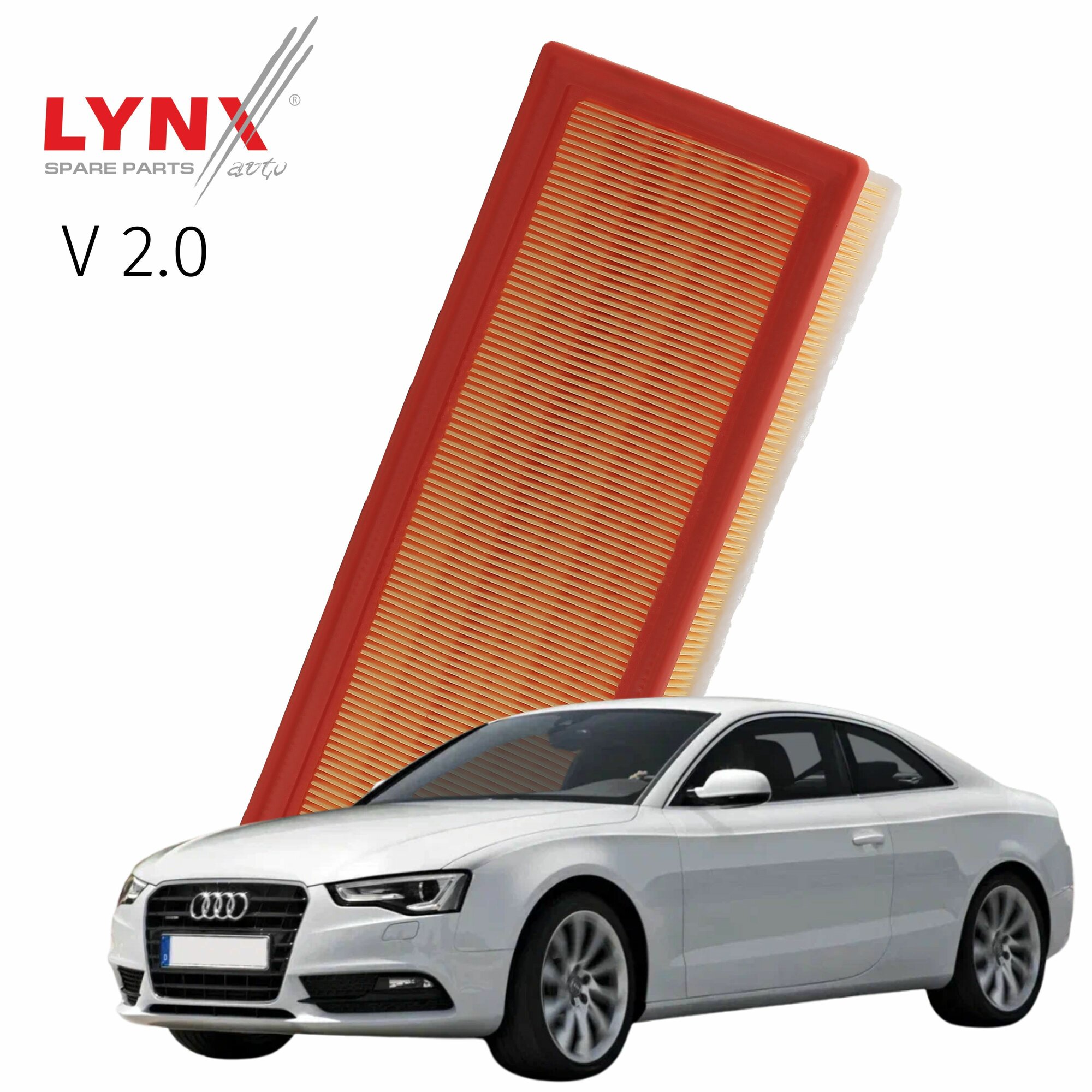 Фильтр воздушный Audi A5 (1) 8T / Ауди А5 2007 2008 2009 2010 2011 2012 2013 2014 2015 2016 V2.0 CDNC, CAEB, CNCD / 1шт LYNXauto