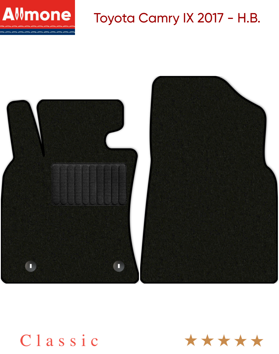 Ворсовые коврики для Toyota Camry 9 (XV70) 2017 - Н. В, черные, Классик, текстильные, салон, 2шт / Тойота Камри 9