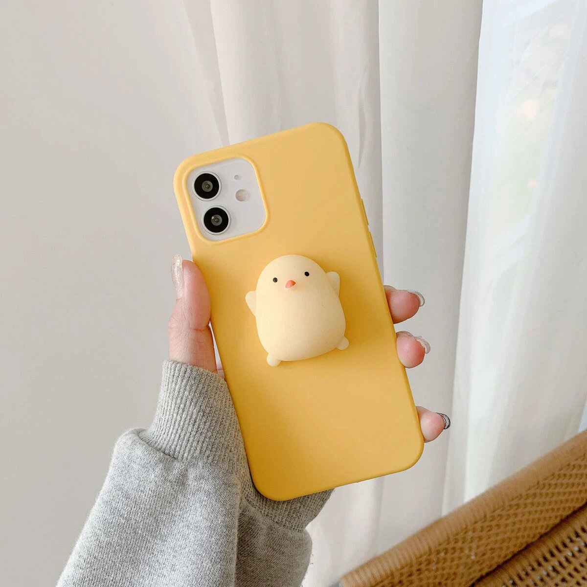 Мягкий чехол с 3D игрушками и кроликом-котом для Apple iPhone 17 Air 16 Plus 15 14 Plus 12 13 mini 11 Pro Max Animals, мягкий чехол из ТПУ с животными YellowChick Yellow, For iPhone 13 mini