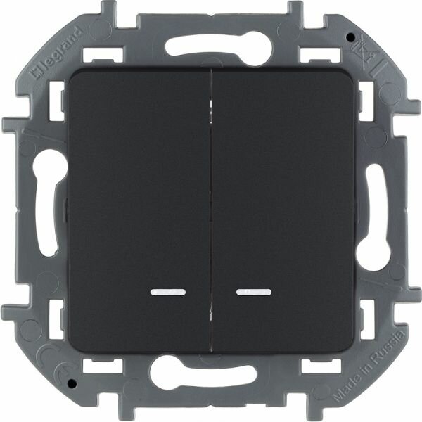 2 шт. Legrand INSPIRIA Антрацит Выключатель двухклавишный с подсветкой/индикацией 10 AX - 250 В, 673633