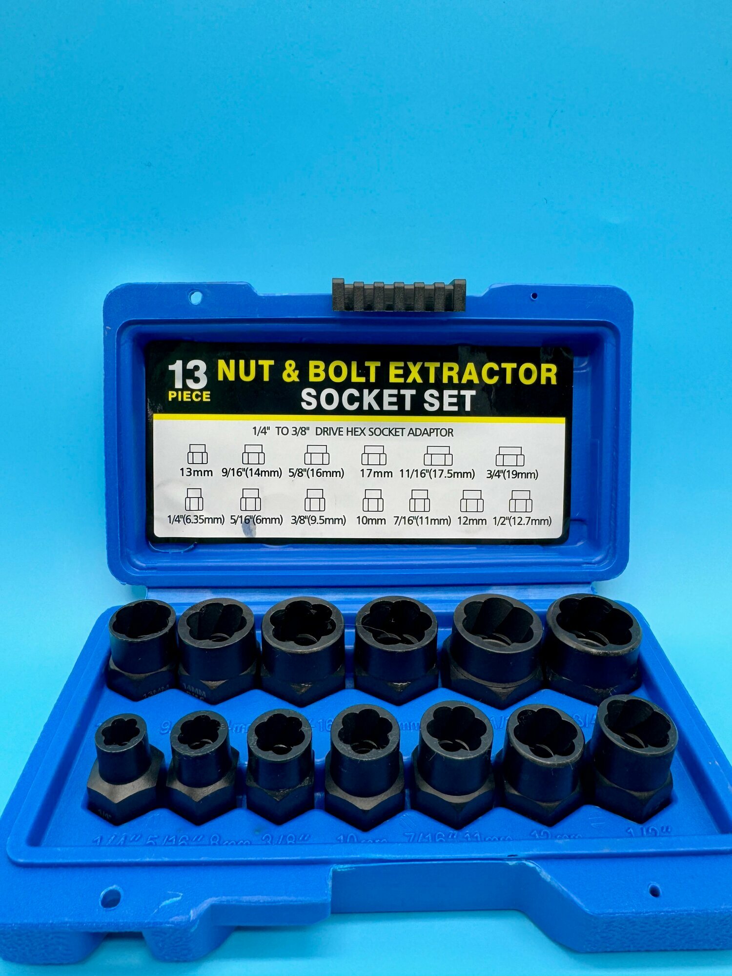 Набор головок для удаления поврежденных болтов и гаек, 13пр, Экстракторы для выкручивания поврежденных болтов и гаек