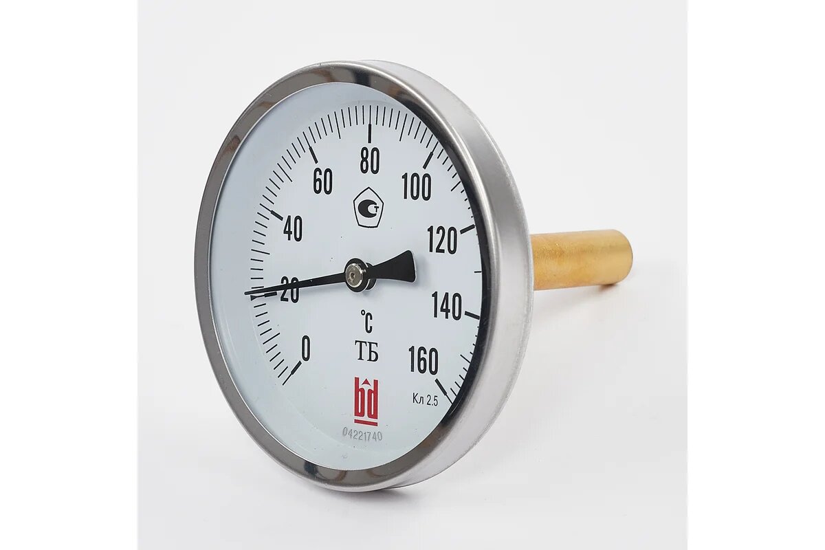 BD Биметаллический термометр ТБ 80Т/100 0-160С, G1/2, точность 1,5, 1161001036