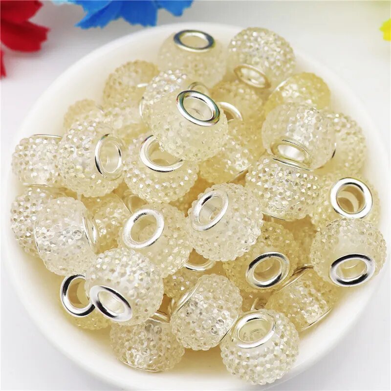 10 шт, новые AB цвета, большие круглые 5 мм, европейские бусины-разделители с большим отверстием, подходят для браслета, брелка, шторы, ожерелье, изготовление ювелирных изделий