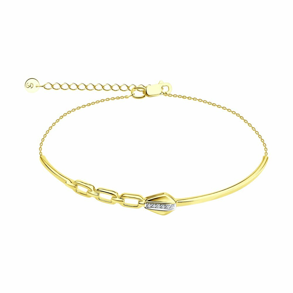 Браслет, желтое золото, 585 проба, бриллиант