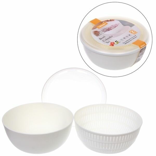 Дуршлаг КНР пластиковый "Фаттория" 24х11 см двойной, с чашей и крышкой