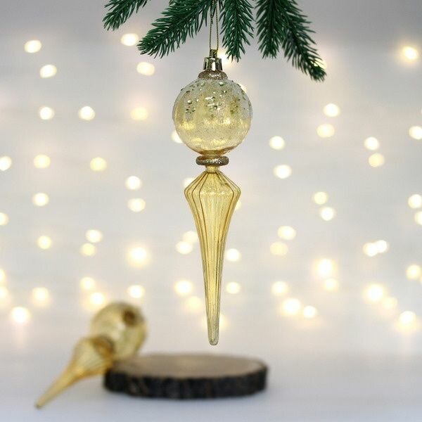 Елочные украшения Серпантин "Изящный блеск" 5,3х5,3х19 см, 2 шт, цвет золотой