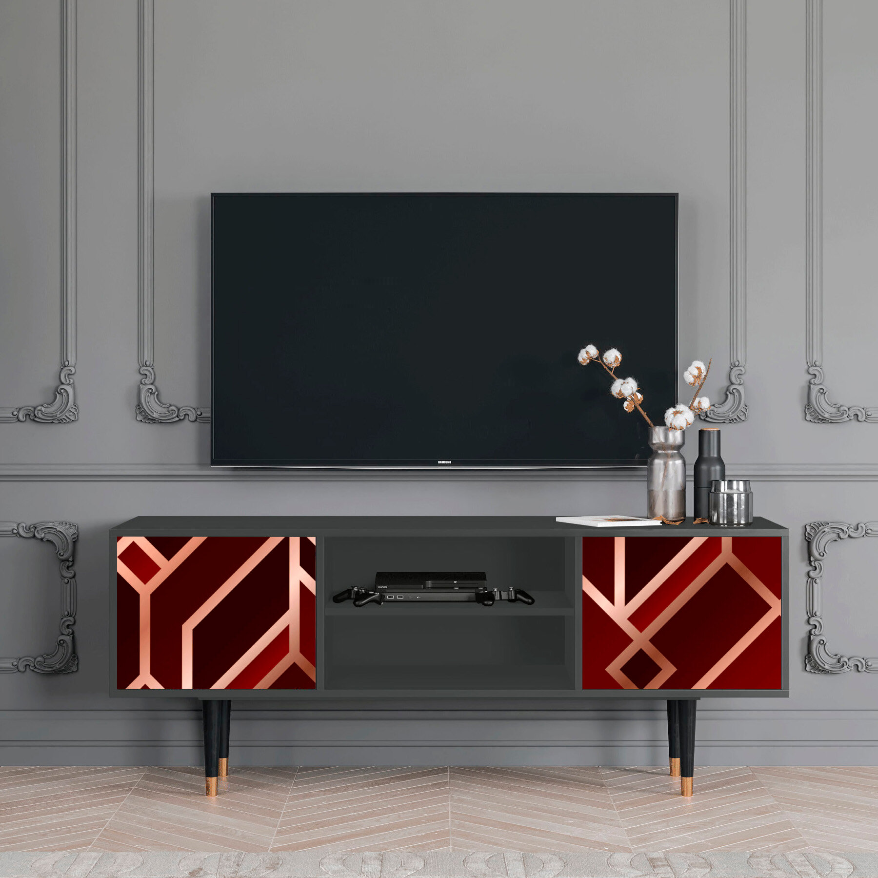 ТВ-Тумба - STORYZ - T2 Velvet 1920's, Размер - 170 x 69 x 48 см, Цвет корпуса - , Антрацит