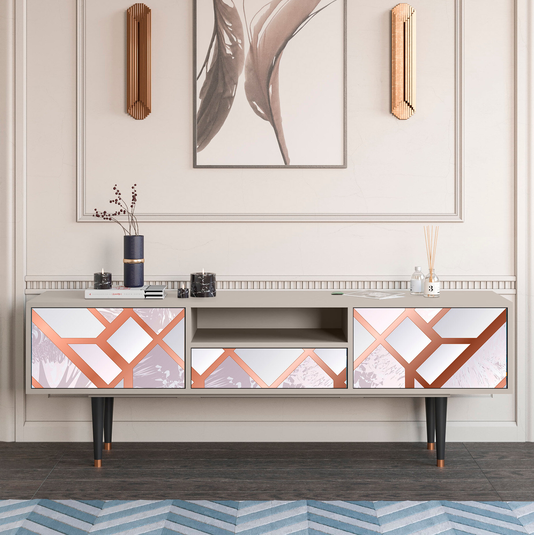 ТВ-Тумба - STORYZ - T6 Pastel Fairytale, Размер - 170 x 69 x 41 см, Цвет корпуса - , Сатин