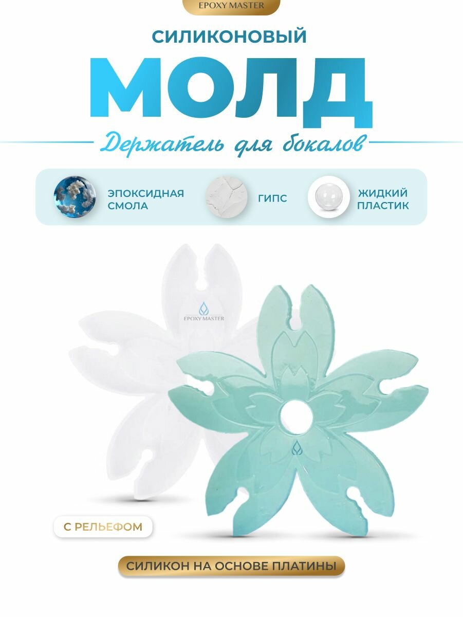 Силиконовый молд для эпоксидной смолы EPOXYMASTER Держатель для бокалов с рельефом, 25см