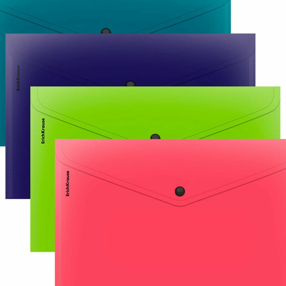 Папка-конверт на кнопке Erich Krause Soft Reef (А4, 180мкм, до 120 листов) непрозрачная (62956)