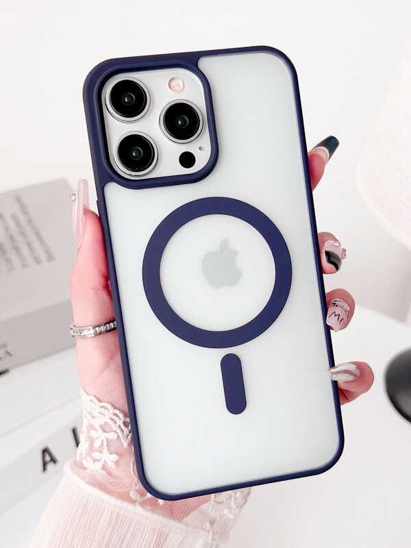 Чехол для iPhone 15 Pro 6.1", Clear Case Color with Magsafe, Navy Blue
