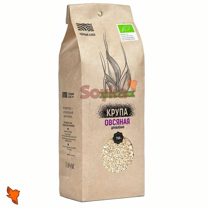 Крупа овсяная дробленая Черный Хлеб, 750г