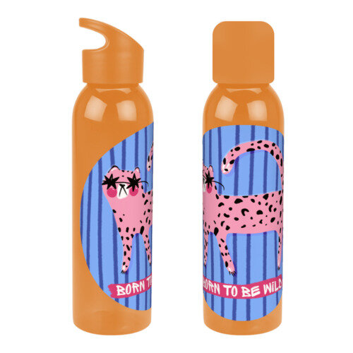 Бутылка для воды «Рождён быть диким. Розовый леопард» (оранжевый)