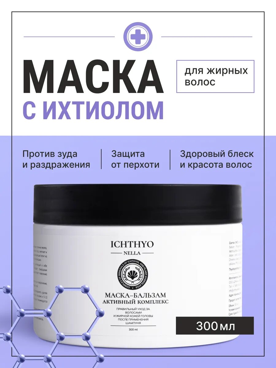 Маска ICHTHYONELLA для жирных волос от перхоти с ихтиолом 300мл