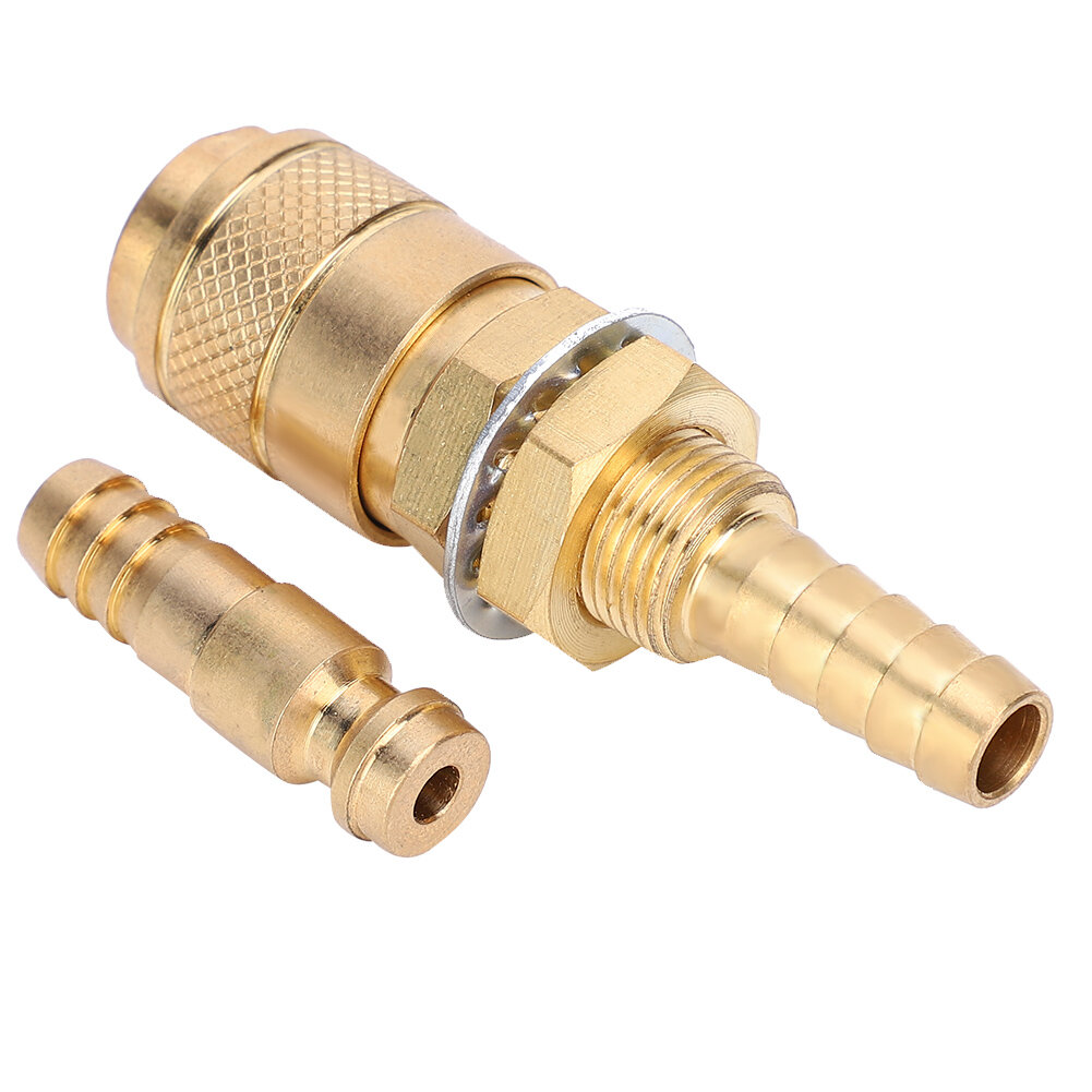 8mm Pair of Water Cooled & Gas Adapter Quick Connector Fitting for MIG TIG Welder Torch(Yellow )