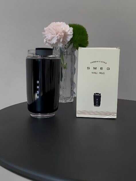 Термокружка Smeg, нержавеющая сталь, 240мл, черная, можно мыть в посудомойке