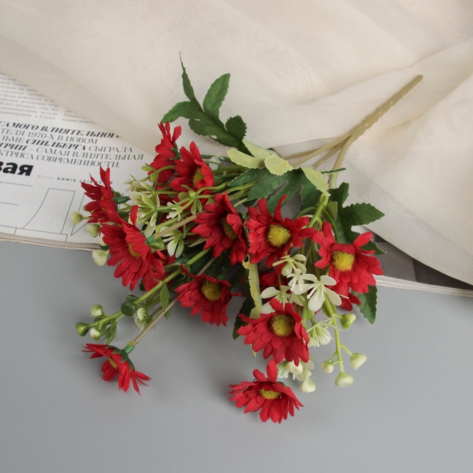 Букет искусственный Сима-ленд «Хризантема Селебрейт», пластик, текстиль, 30см