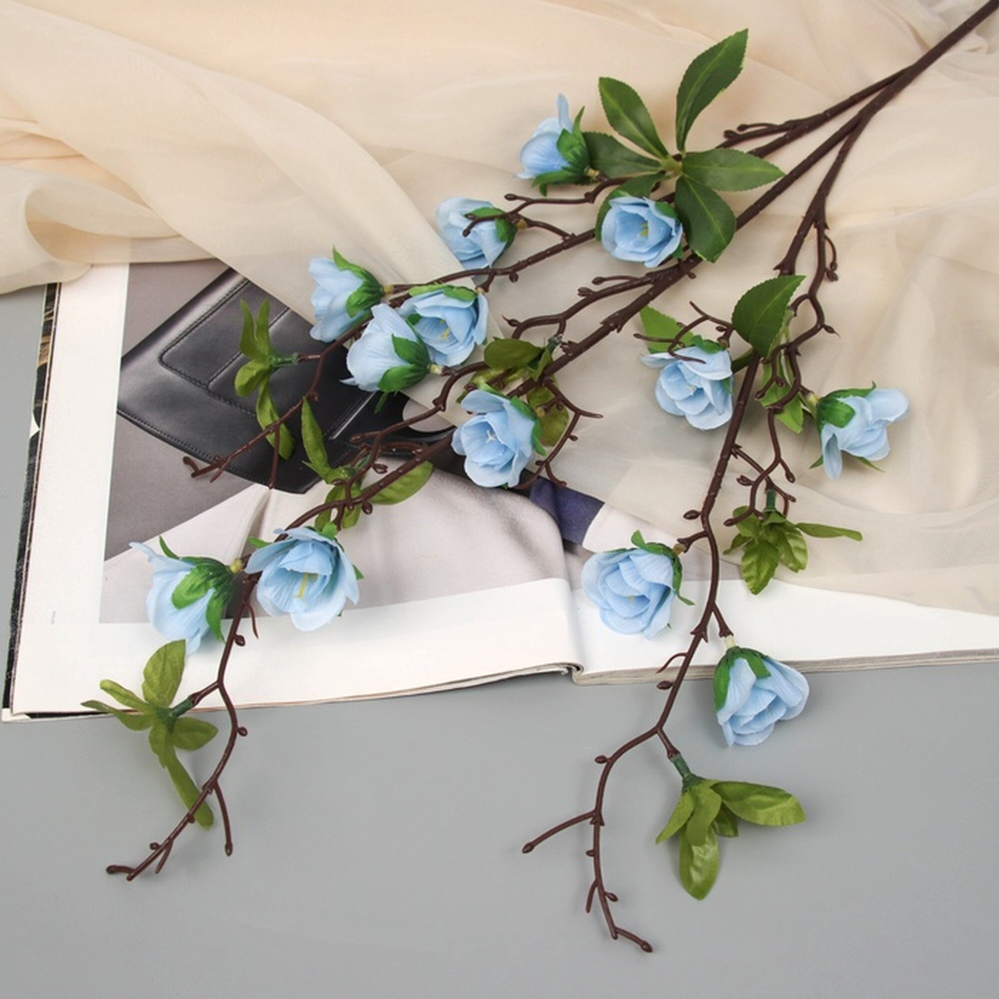 Искусственные цветы Poetry in flowers «Роза мини карнавал», голубые, 70x4 см