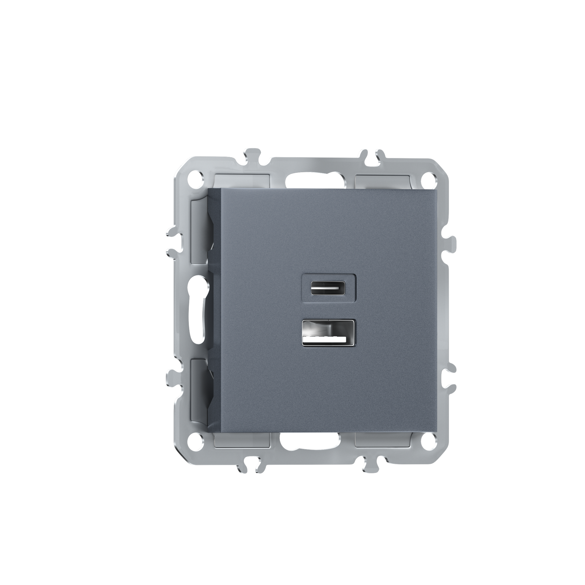 USB-зарядка типа A+С 3100мA 12Вт, цвет сталь, серия A07, Donel