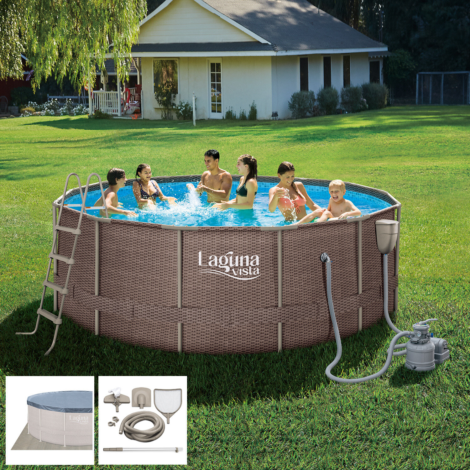 Бассейн Laguna Vista P20-1352-S, каркасный, круглый, песочный фильтр, 396 см х 132 см