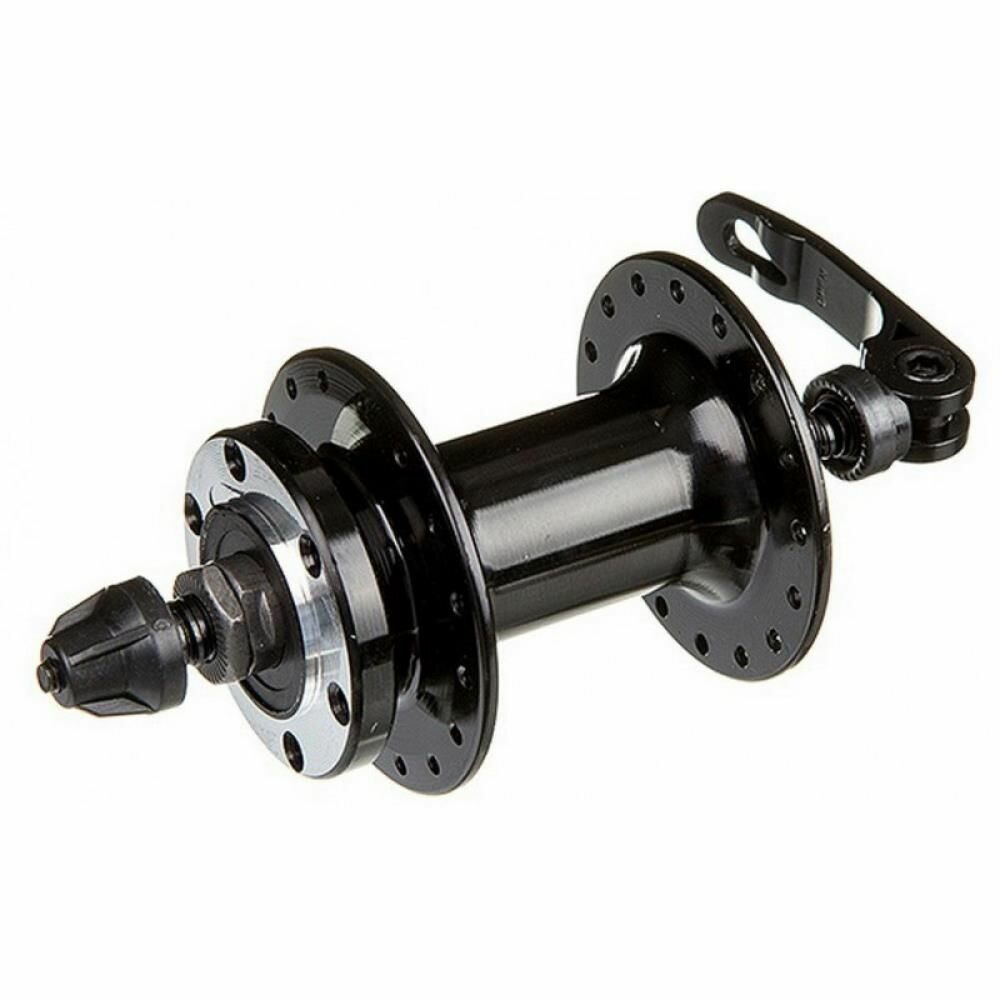 Втулка передняя алюминиевая велосипедная с двумя промподшипниками M9*100мм*108мм для дисковых тормозов NECO MS38QF, эксцентрик, 32 отверстия черная